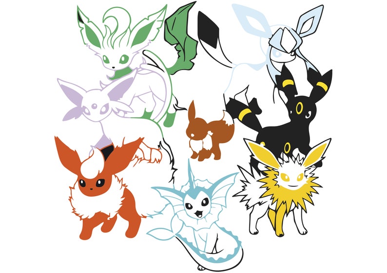 Eevee Svg / Eevee Evolutions Pokemon Cricut Vector Bundle - Etsy