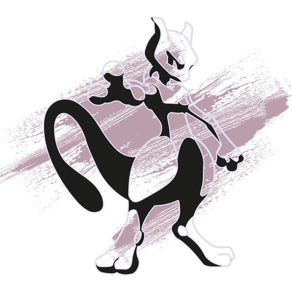 Mewtwo Silhouette - Etsy