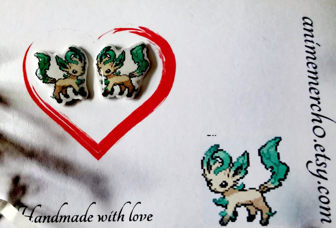 Bulba Charmander and Leafeon Sterling Silver Stud Earrings. Shrink ...