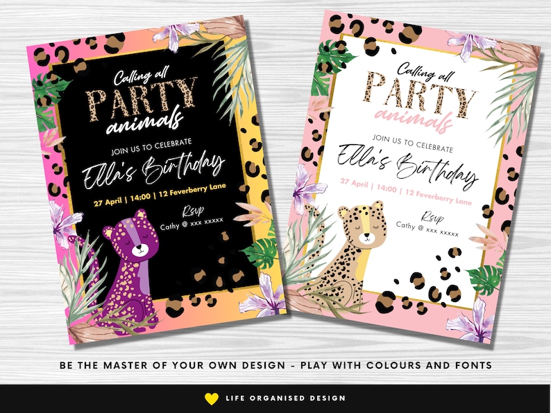 Editable Cute Wild Leopard Print Birthday Party Invitation - Etsy