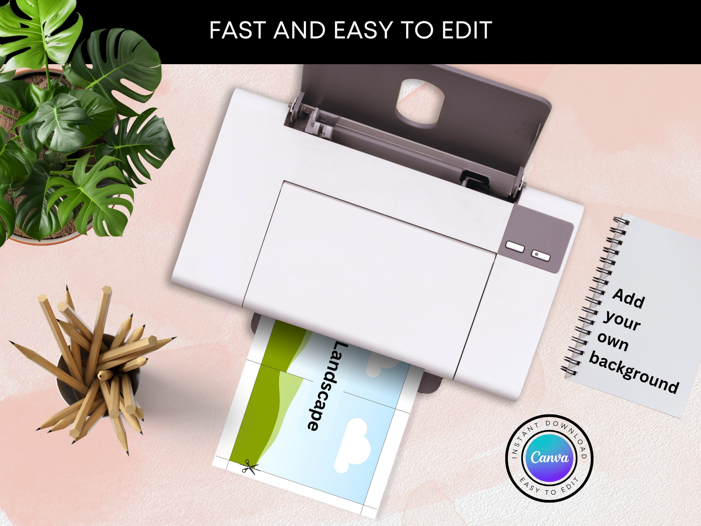 Top View Printer Mockup - Canva Template With Paper Sheet for Digital ...