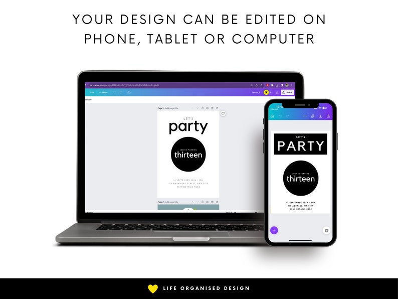 Teenage Boy Birthday Invitation Basic Black and White Invite for Teen ...