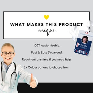 Animal Hospital Staff ID Pretend Play Kids Vet ID Badge Editable - Etsy