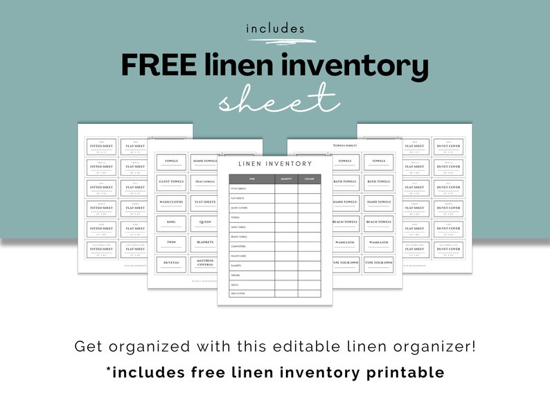 Linen Organization Printable Closet Labels | Signs for Bedding ...