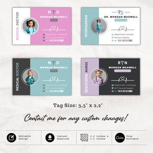 Kids Doctor Badge Pretend Play Nurse Name Badge Vet ID Card - Etsy