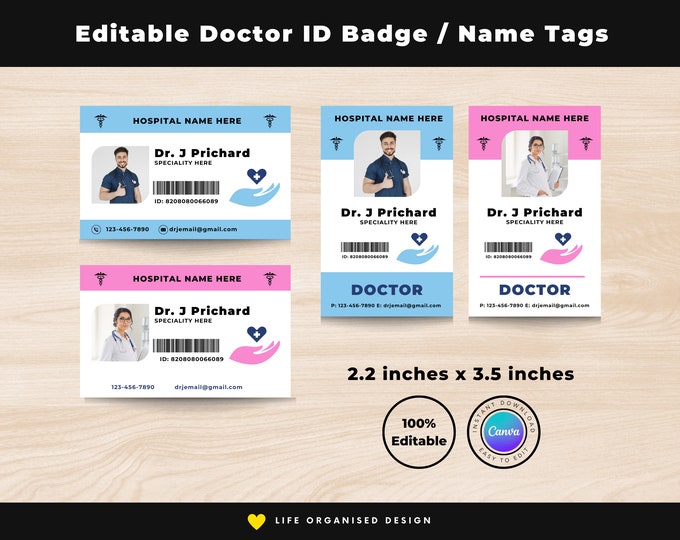 Editable Kids Doctor ID Badge, Printable Medical Badge, Hospital Staff ...