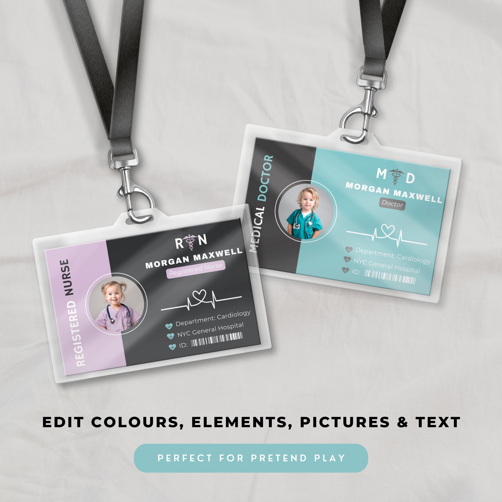 Kids Doctor Badge Pretend Play Nurse Name Badge Vet ID Card - Etsy