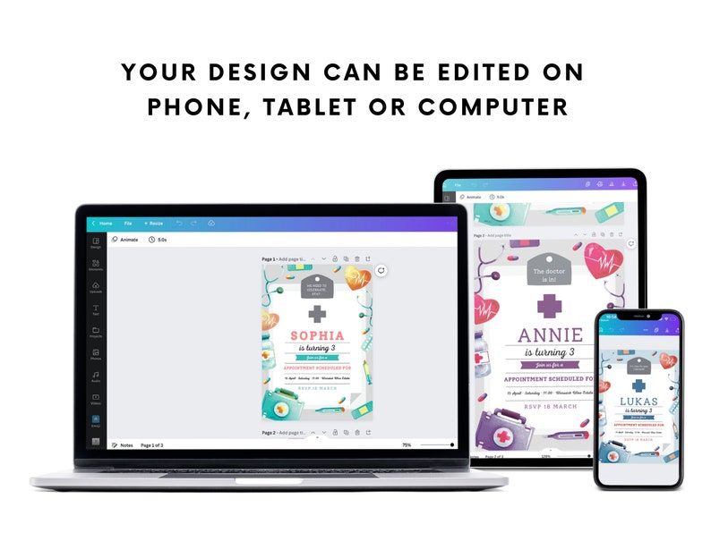 Kids Doctor Invitation Editable Medical Party Invite - Etsy