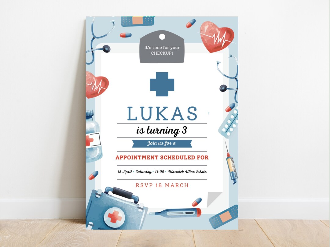 Kids Doctor Invitation | Editable Medical Party Invite - Etsy