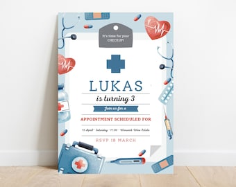 Medical Birthday Party Invitation, Nurse Birthday Party, Doctor Party ...