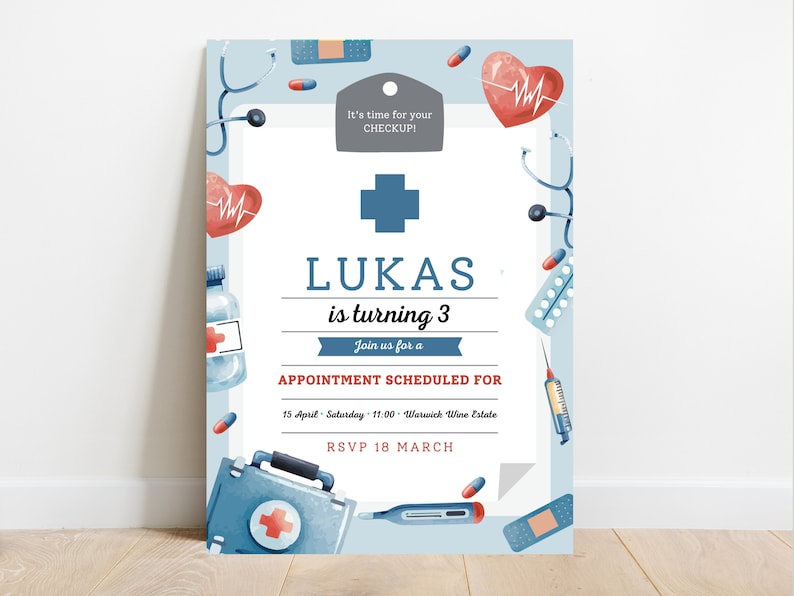 Kids Doctor Invitation | Editable Medical Party Invite - Etsy
