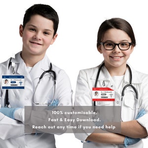 Doctor ID Badge Template for Kids - Etsy