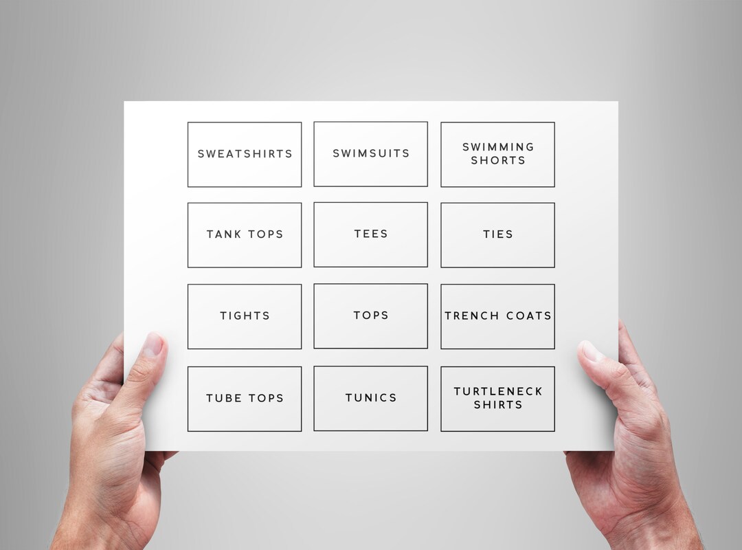 Clothes Drawer Labels Printable for Wardrobe Organization - Etsy