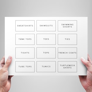 Clothes Drawer Labels Printable for Wardrobe Organization - Etsy