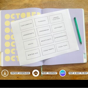 Clothes Drawer Labels Printable for Wardrobe Organization - Etsy