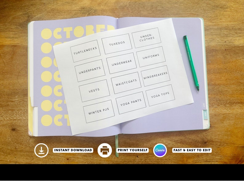 Clothes Drawer Labels Printable for Wardrobe Organization - Etsy