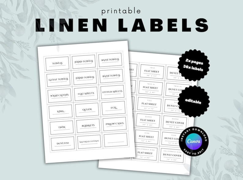 Printable Linen Closet Labels - Signs for Sheet and Linen Organization ...