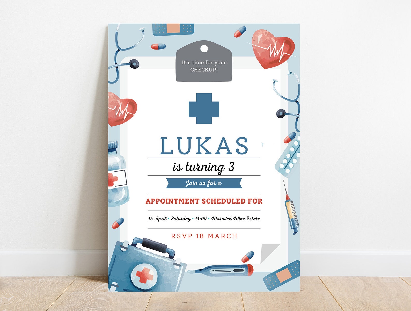 Kids Doctor Invitation Editable Medical Party Invite - Etsy