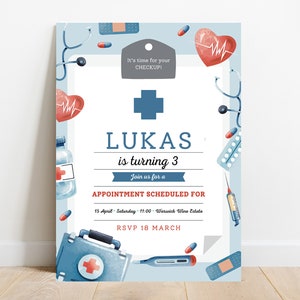 Kids Doctor Invitation Editable Medical Party Invite - Etsy