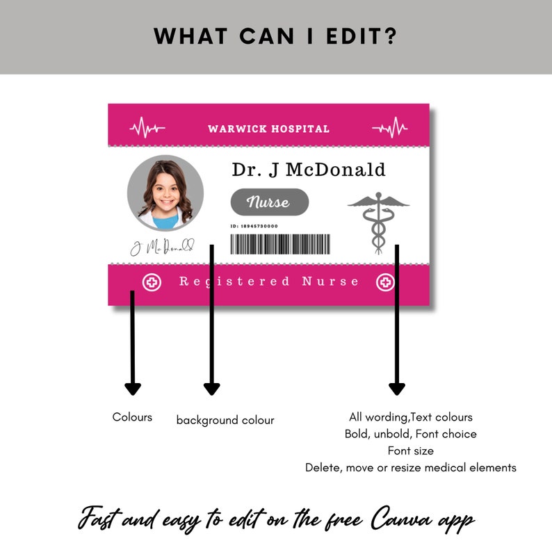 Kids ID Name Badge Doctor Pretend Play ID Nurse Badge - Etsy