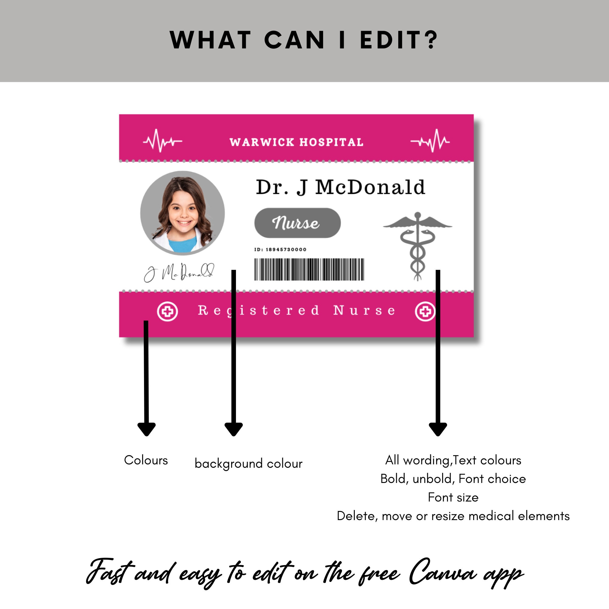 Kids ID Name Badge Doctor Pretend Play ID Nurse Badge - Etsy