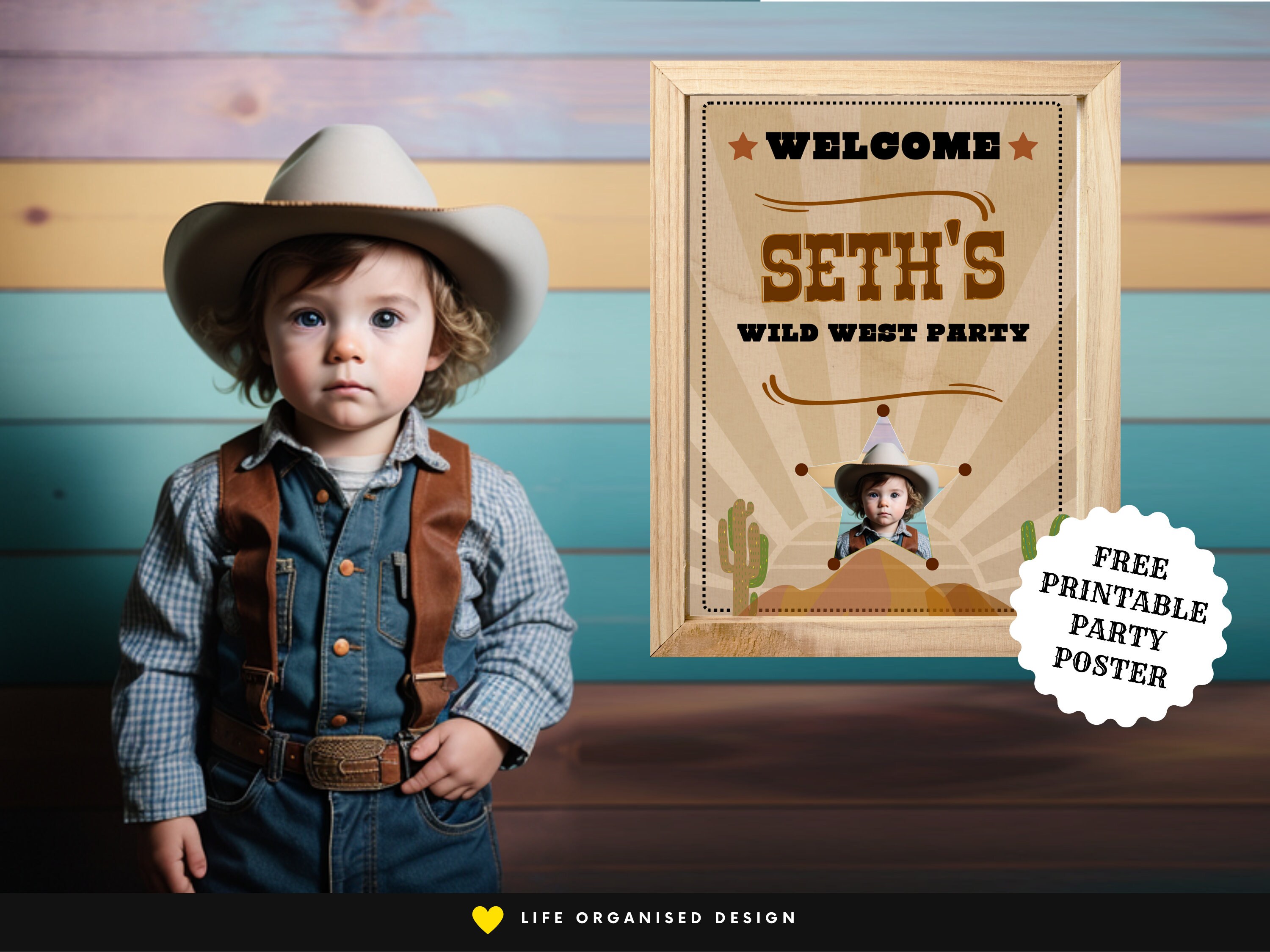Wild West Rodeo Cowboy-themed Birthday Invitation, Editable Digital ...