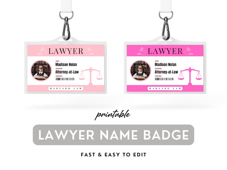 Kids Lawyer ID Badge, Editable Attorney Pretend Play (printable) - Etsy