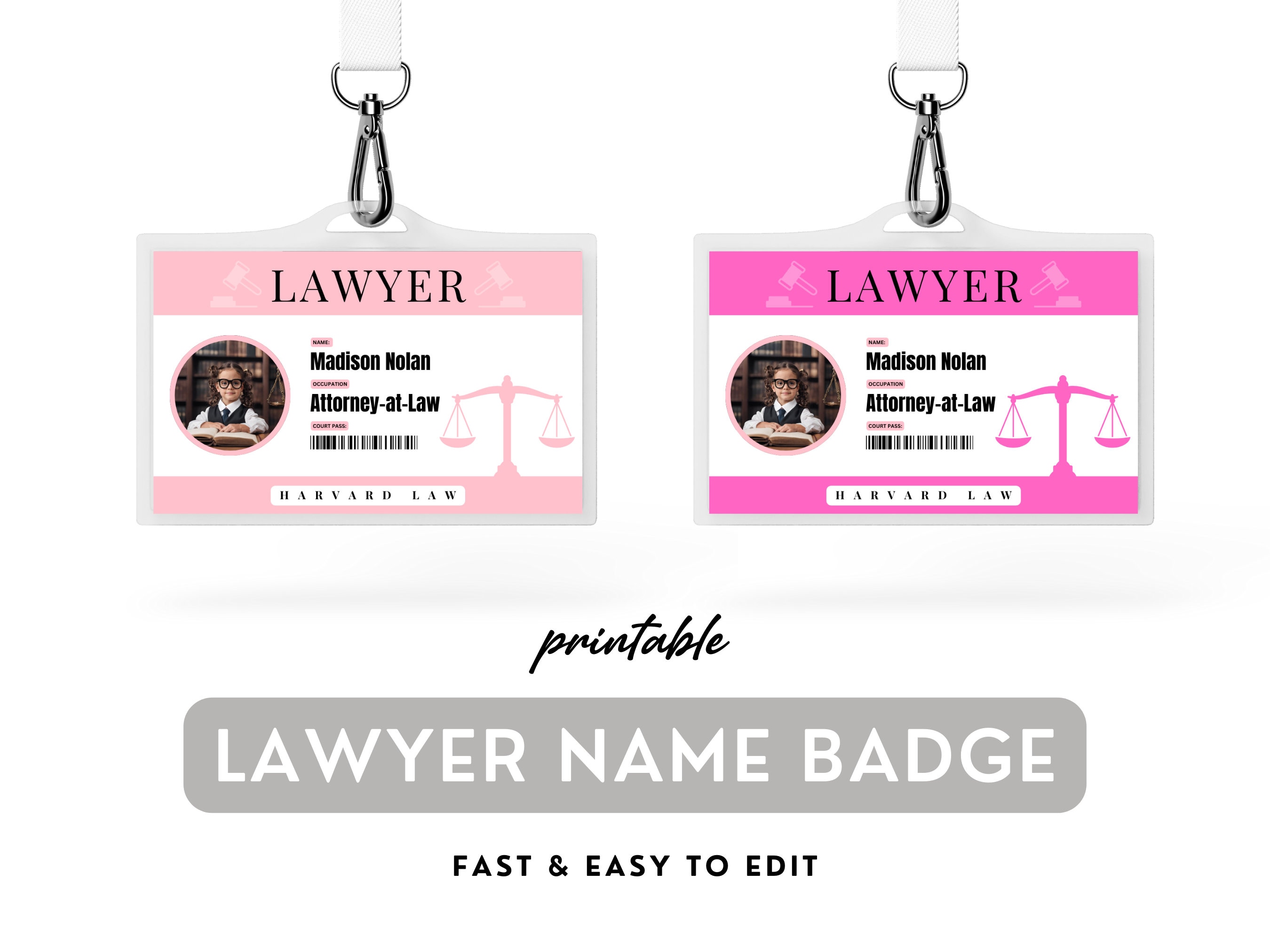 Kids Lawyer ID Badge, Editable Attorney Pretend Play (printable) - Etsy
