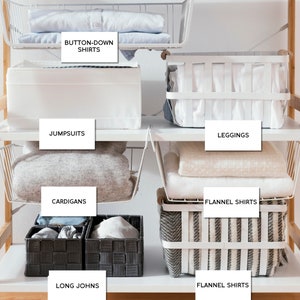 Clothes Drawer Labels Printable for Wardrobe Organization - Etsy