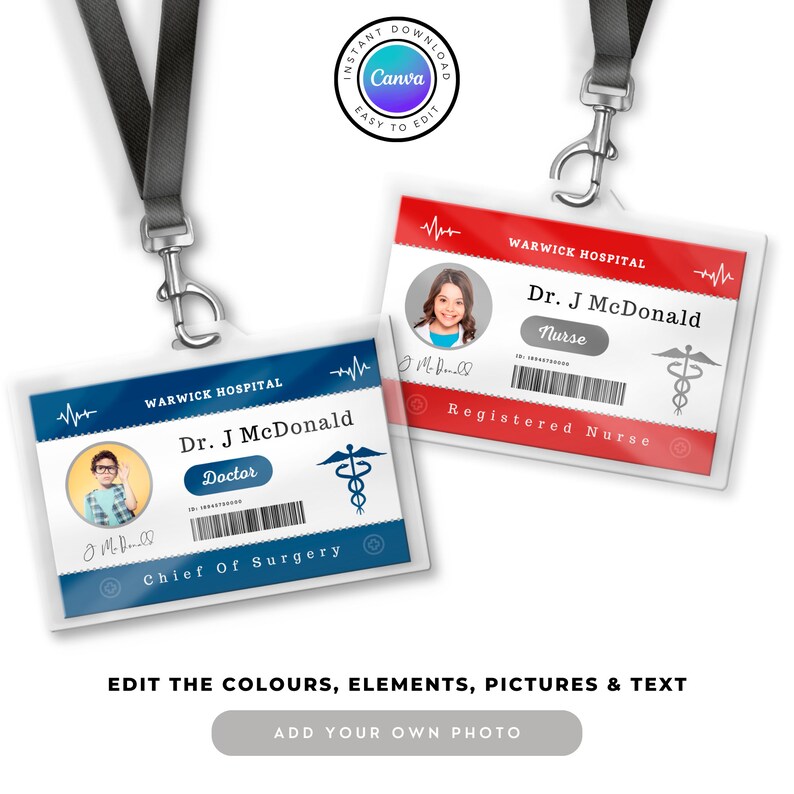 Kids Doctor/nurse Pretend Play ID Badge (digital Download) - Etsy