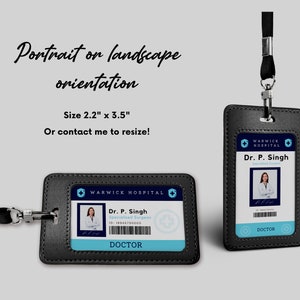 Doctor ID Badge Editable Hospital Staff ID Medical Identity Template ...