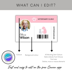 Kids Vet Name Tag | Veterinary Pretend Play Printable - Etsy