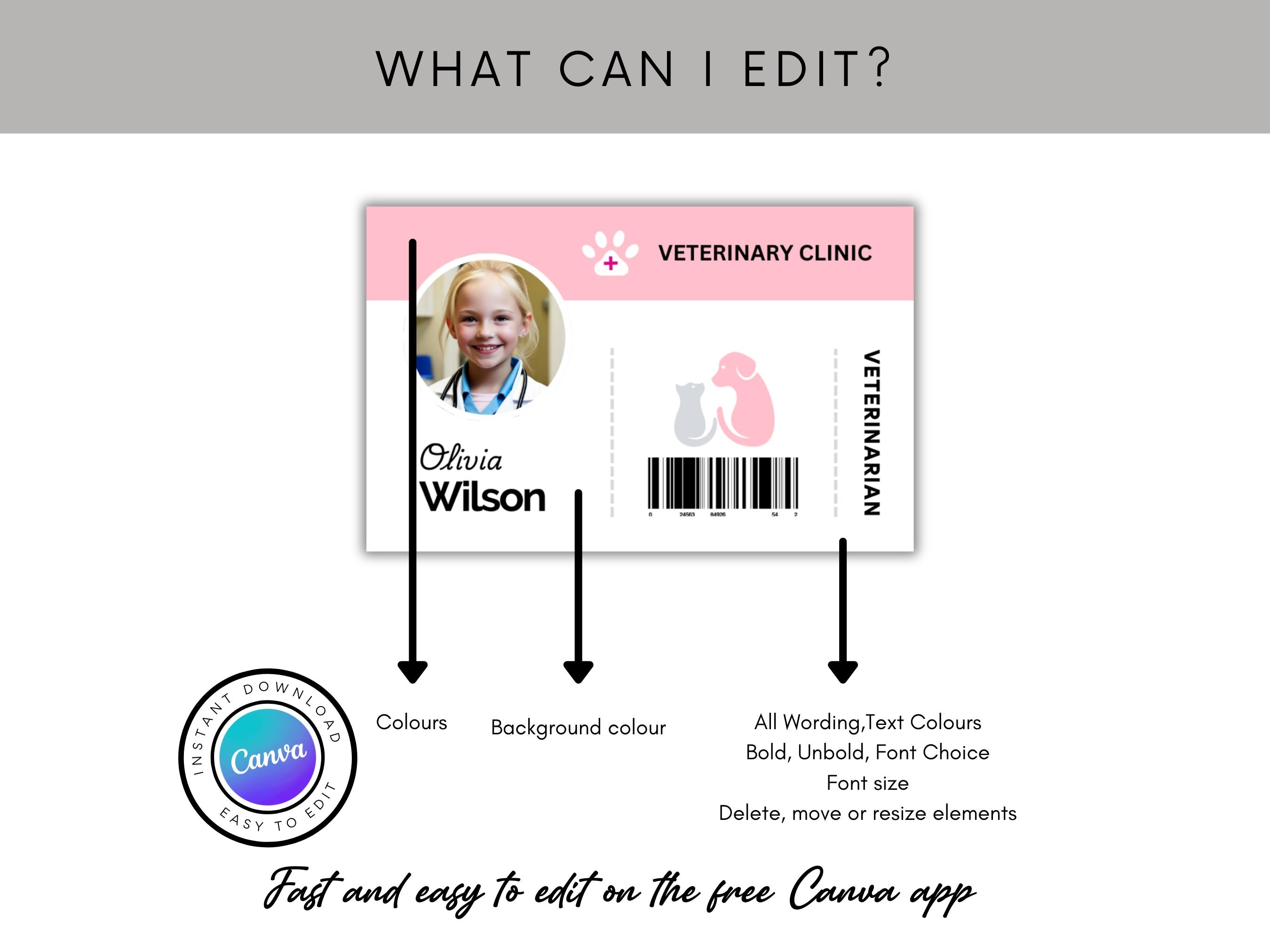 Kids Vet Name Tag | Veterinary Pretend Play Printable - Etsy