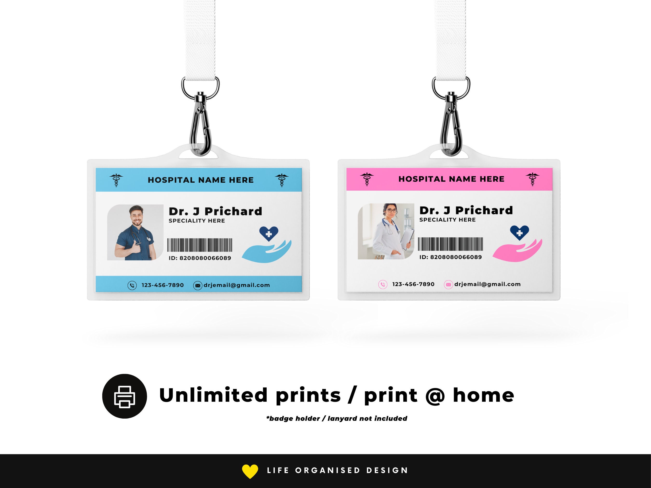 Doctor Name Tag Medical ID Card Editable Hospital Identification - Etsy