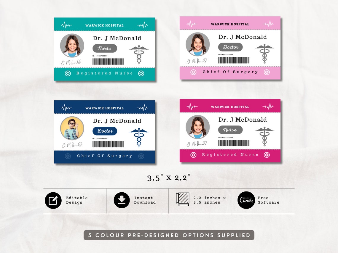 Doctor ID Badge Template for Kids - Etsy