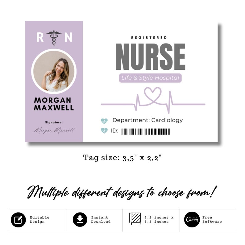 Nurse Name Badge Editable Medical ID Card - Etsy