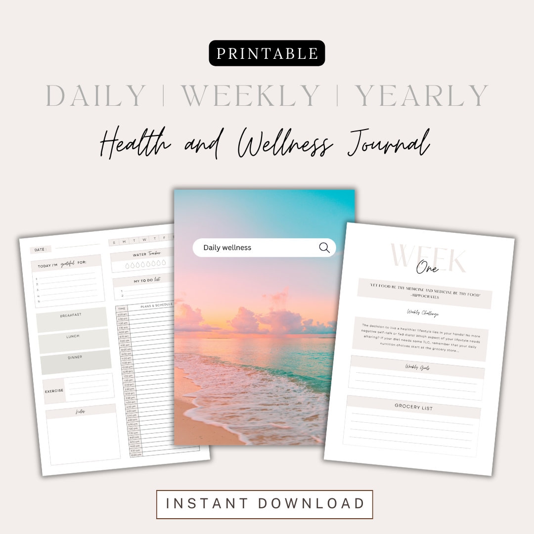 2024 Planner | Daily Health Diary | Yearly Printable Journal | Wellness ...