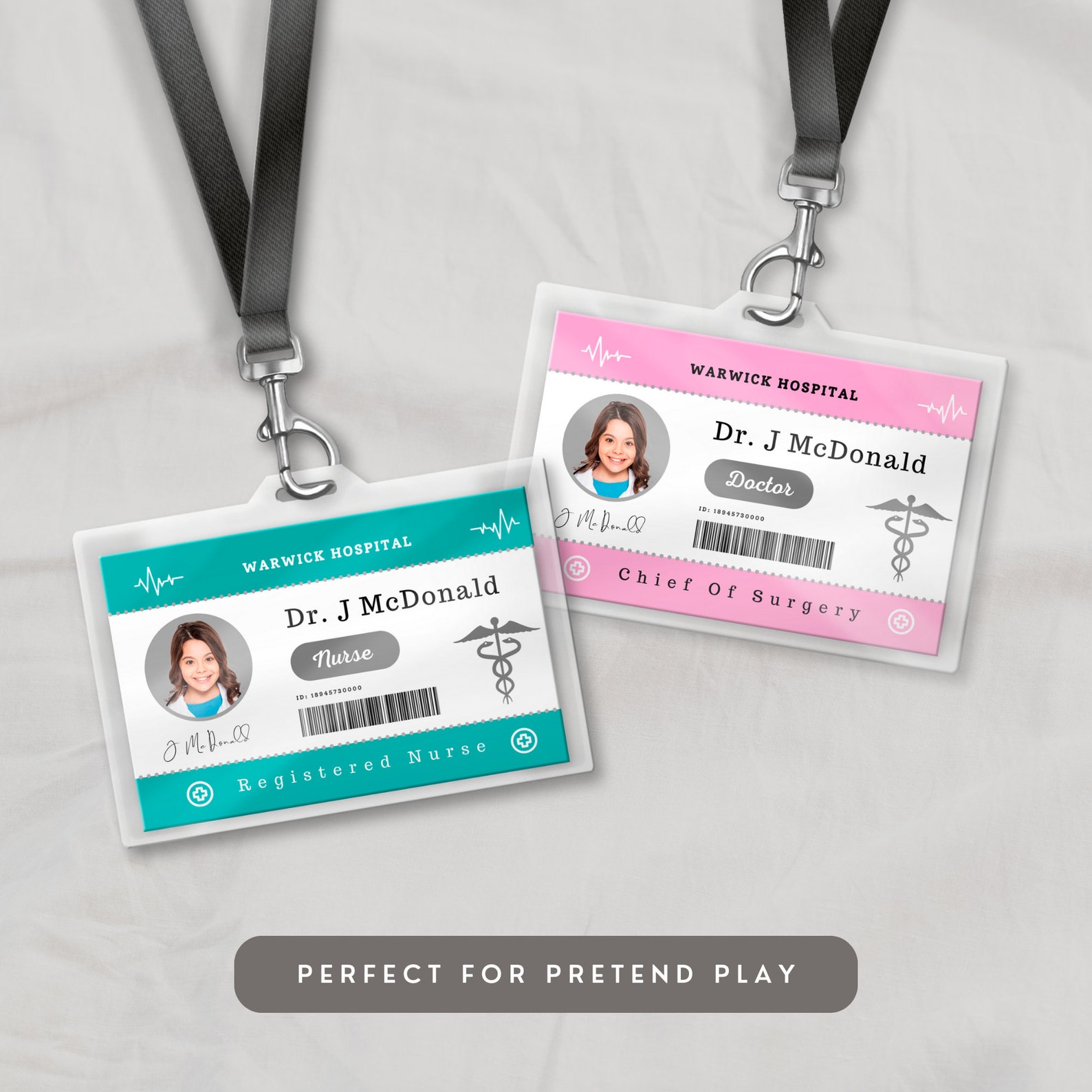 Kids ID Name Badge Doctor Pretend Play ID Nurse Badge - Etsy