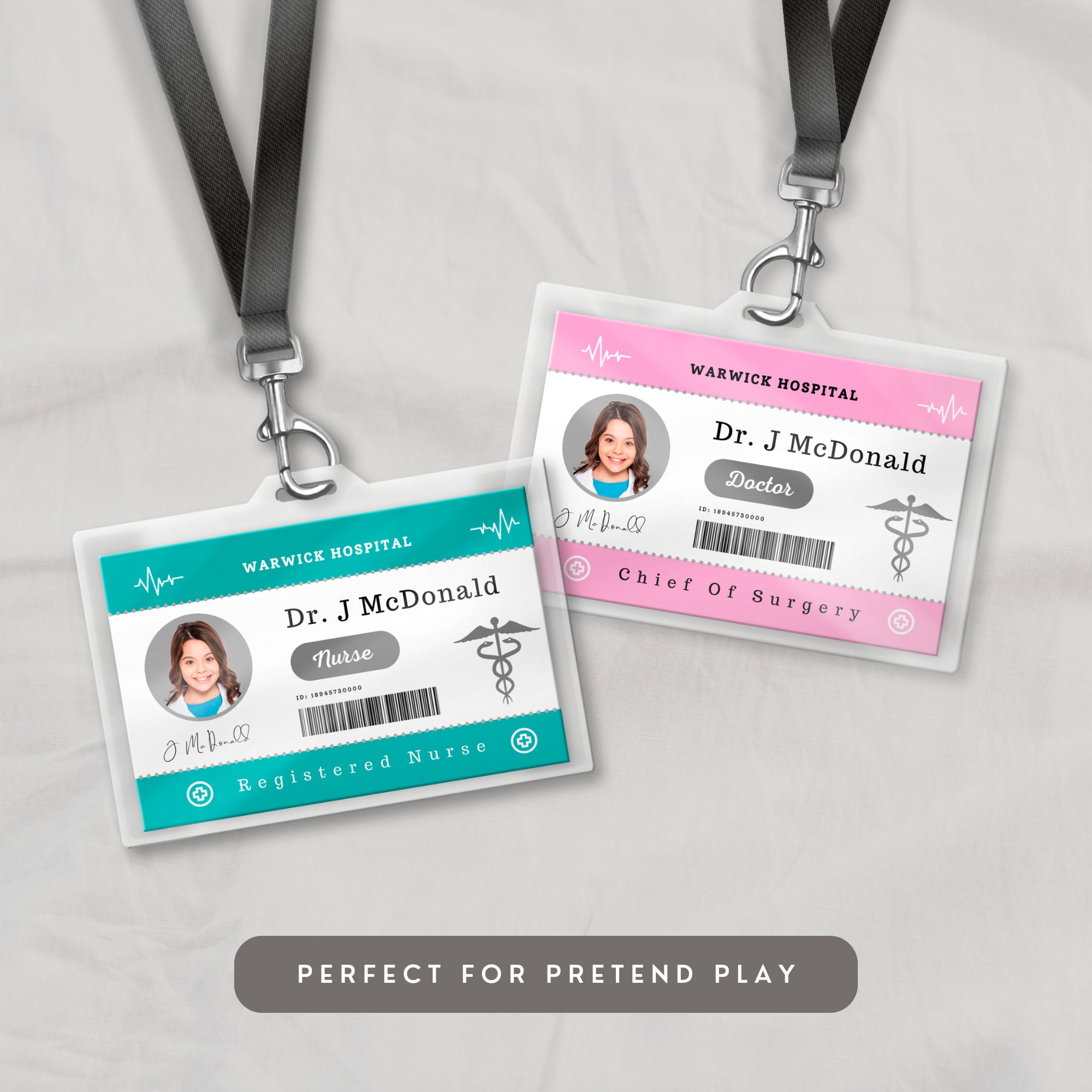 Kids ID Name Badge Doctor Pretend Play ID Nurse Badge - Etsy