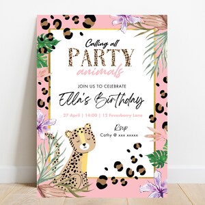 Editable Cute Wild Leopard Print Birthday Party Invitation - Etsy