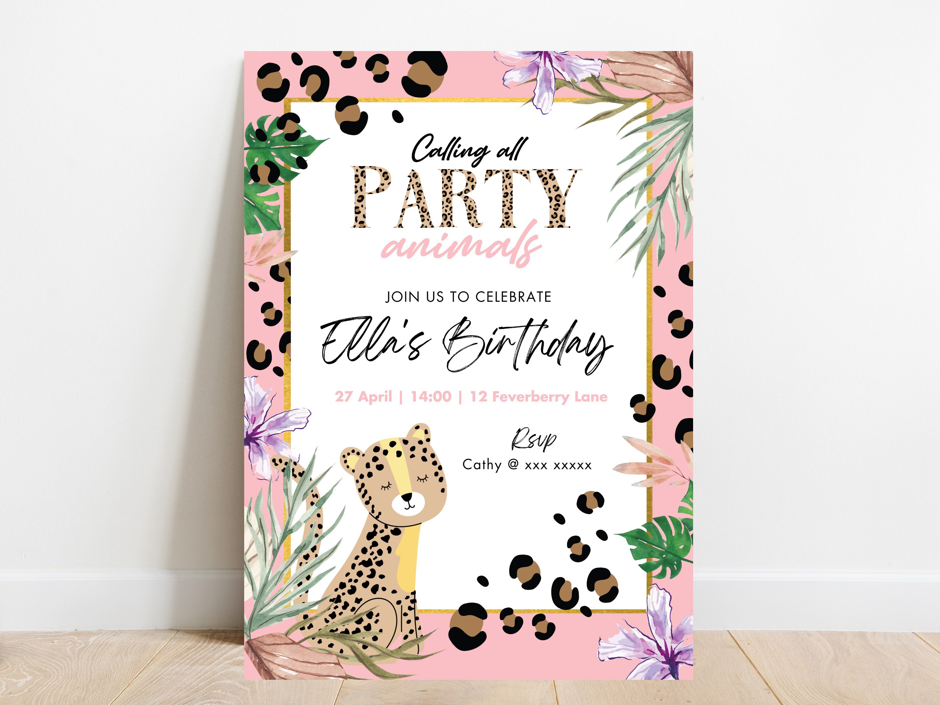 Editable Cute Wild Leopard Print Birthday Party Invitation - Etsy