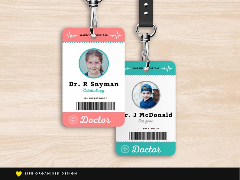 Kids Doctor ID Badge Printable Editable Hospital Staff ID - Etsy