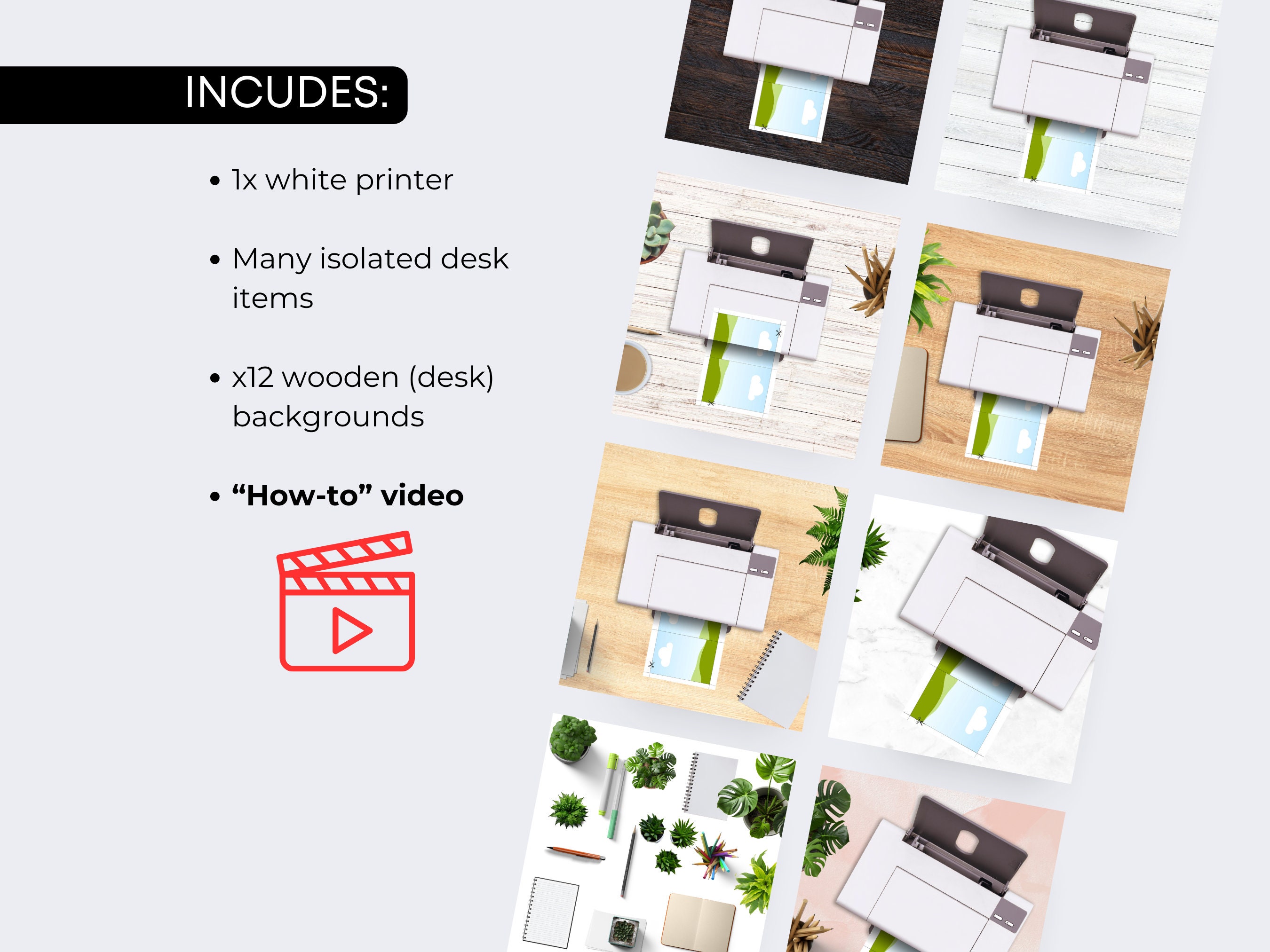 Top View Printer Mockup Canva Template With Paper Sheet for Digital ...