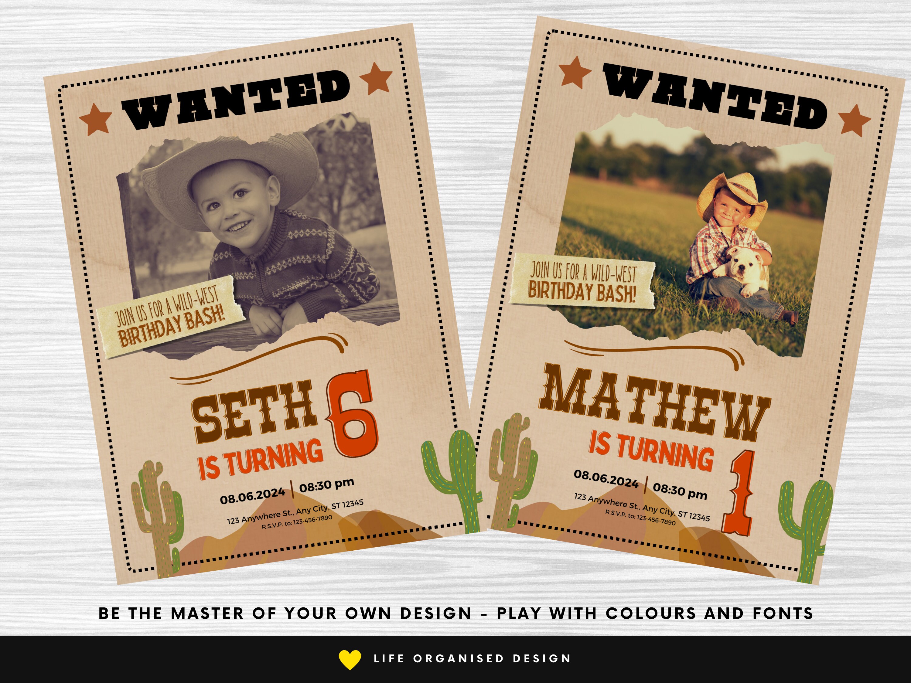 Wild West Rodeo Cowboy-themed Birthday Invitation, Editable Digital ...
