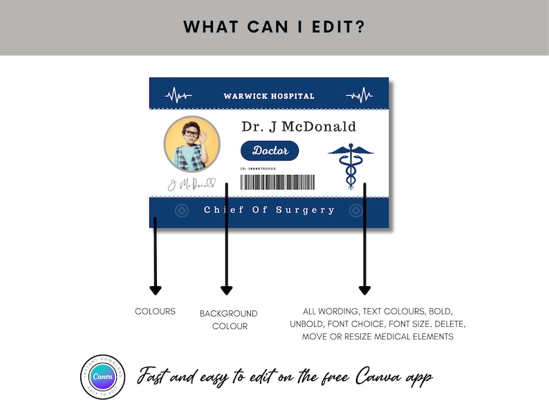 Doctor ID Badge Template for Kids - Etsy