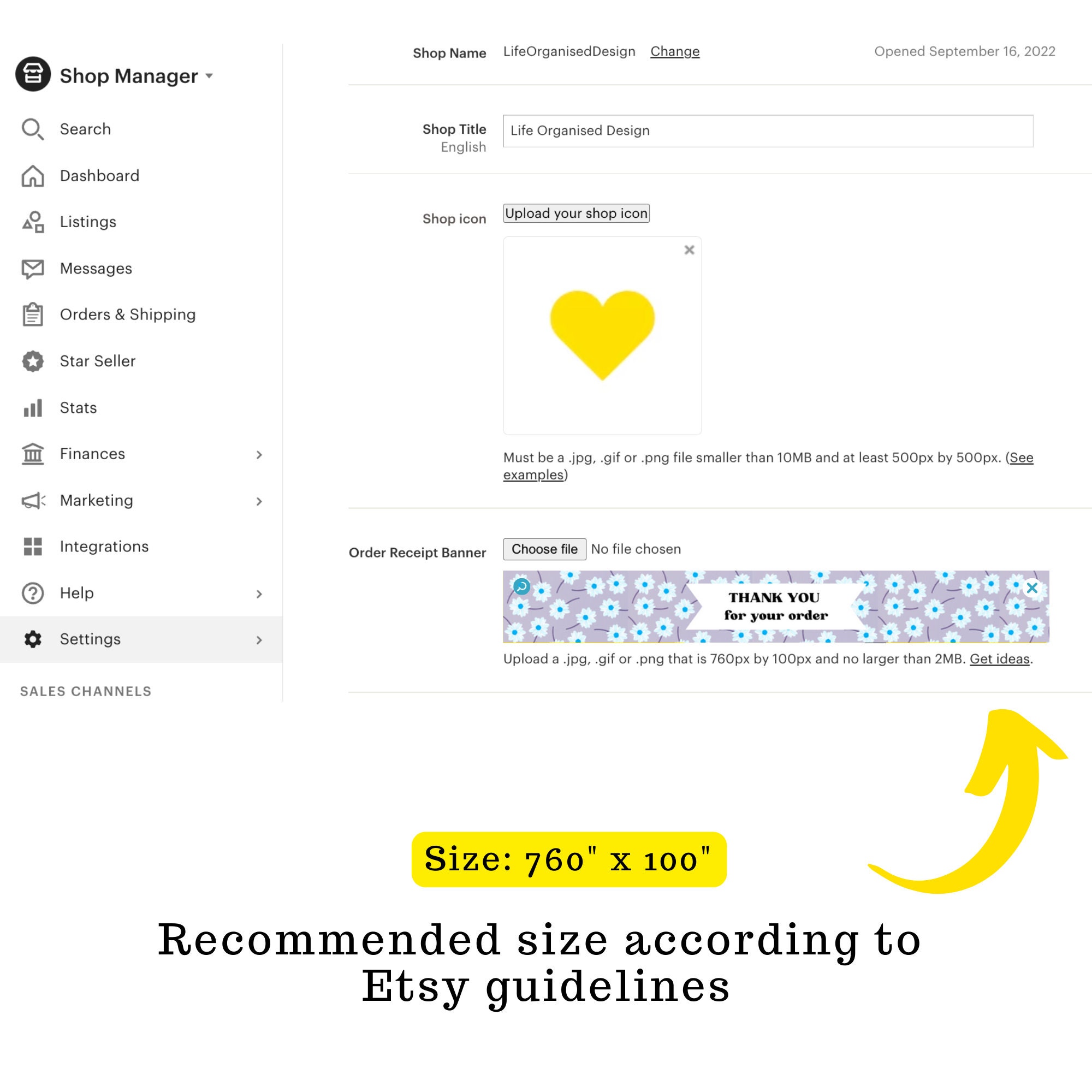 Etsy Shop Order Receipt Banner Editable Template - Etsy