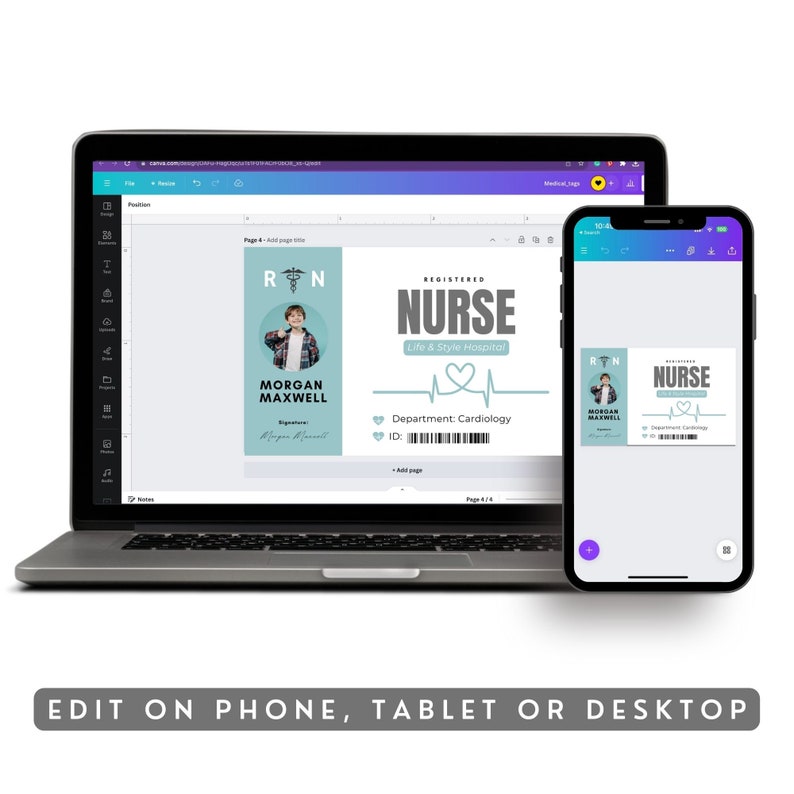 Nurse Name Badge Editable Medical ID Card - Etsy