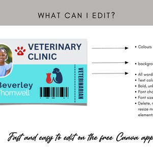 Vet Badge Kids Doctor ID Badge Editable - Etsy