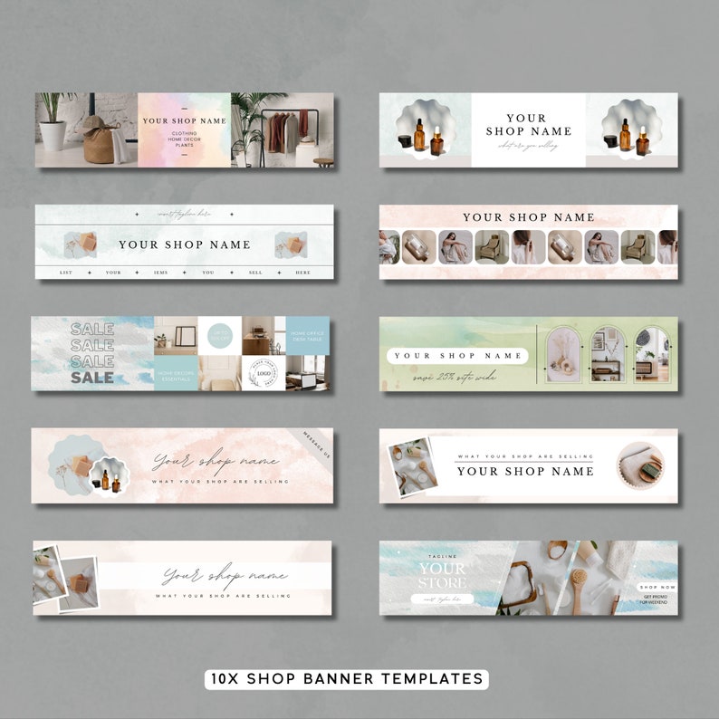 Etsy Shop Banner Template | Watercolor Shop Kit | Editable Canva ...
