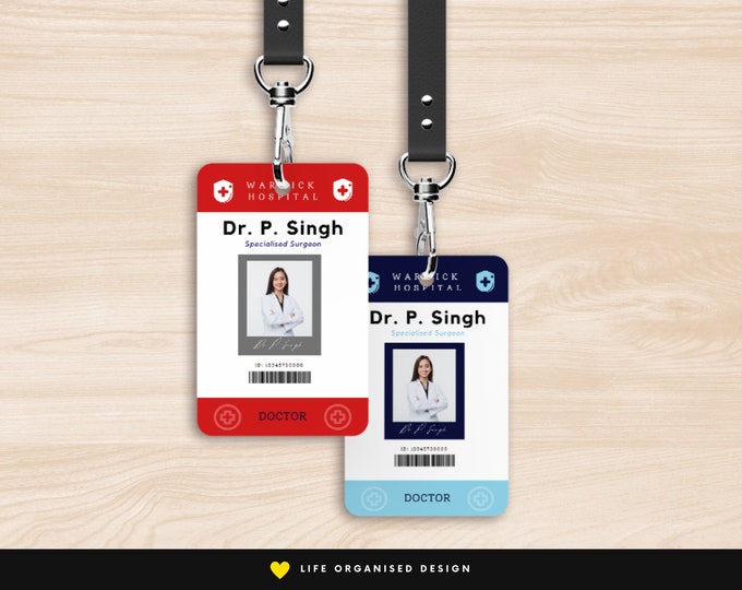 Editable Kids Doctor ID Badge, Printable Medical Badge, Hospital Staff ...
